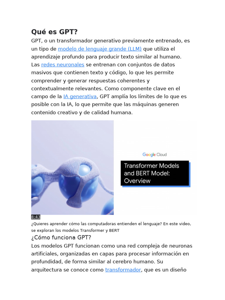 Qué es y cómo funciona GPT | PDF | Inteligencia artificial ...
