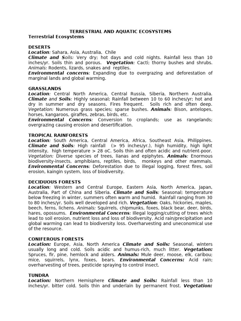 Terrestrial and Aquatic Ecosystems | PDF | Chlorofluorocarbon ...