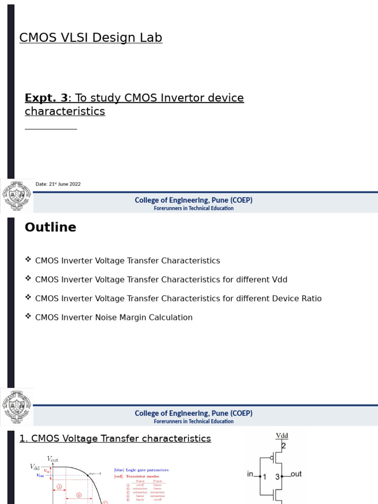 CMOS Inverter Characteristics Study | PDF