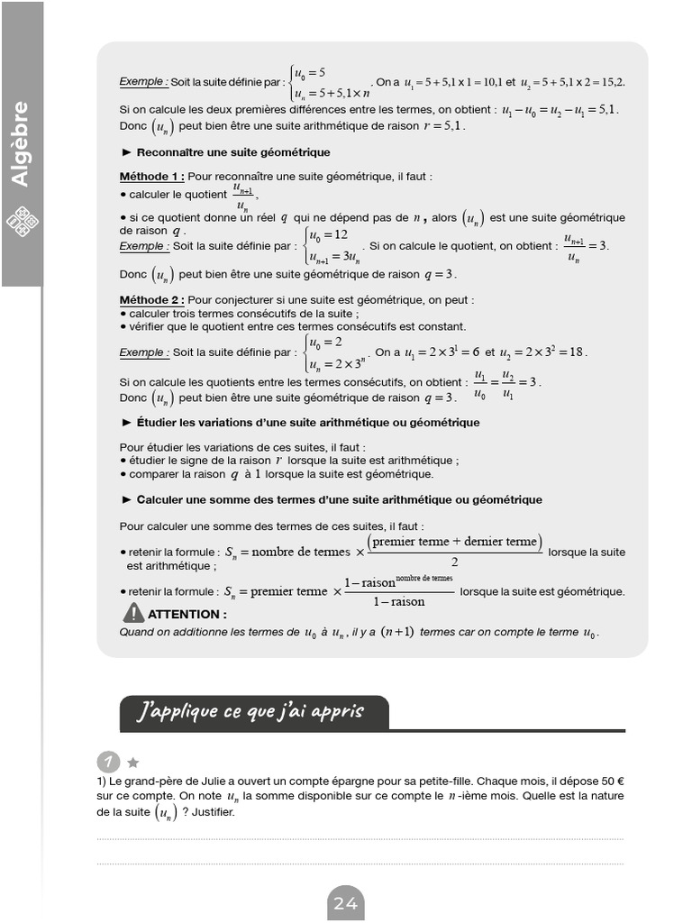 Suites arithmétiques et géométriques | PDF | Salaires | Mathématiques