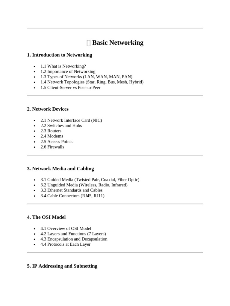 ? Basic Networking Table of Content | PDF | Computer Network | Ip Address