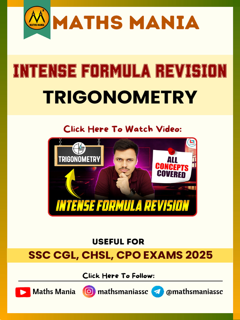 Trigonometry Formula Revision Guide | PDF | Trigonometry | Functions ...