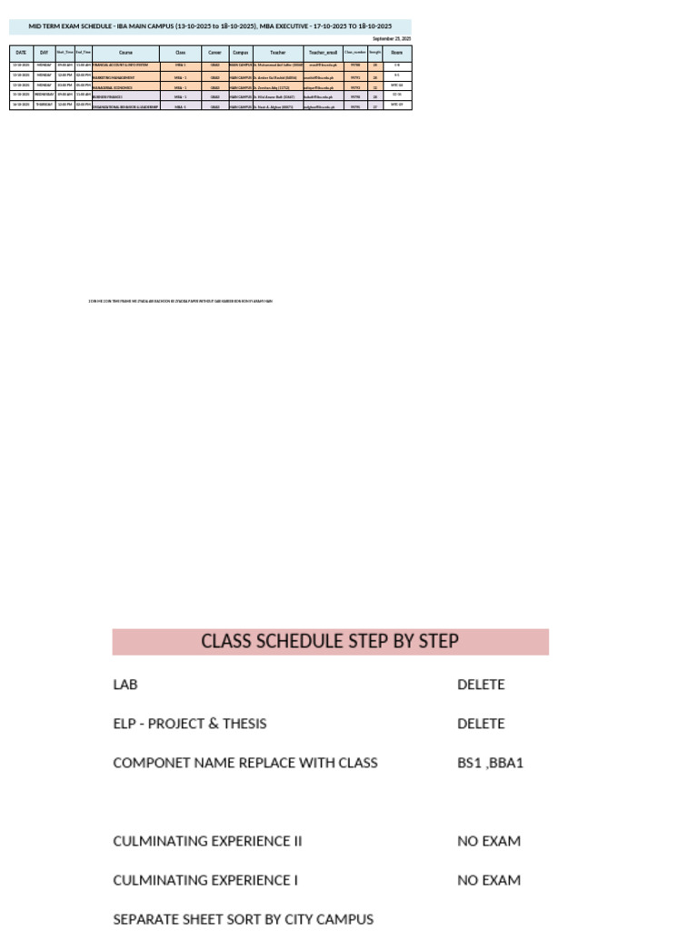 Mid Term Exam Schedule Main Campus Fall2025 25092025 | PDF | Accounting | Business
