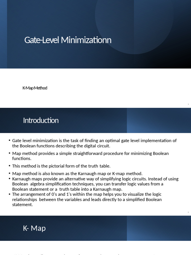 K-Map Method for Gate-Level Minimization | PDF | Boolean Algebra ...