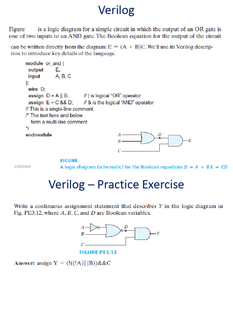 Verilog Practice Exercises and Examples | PDF