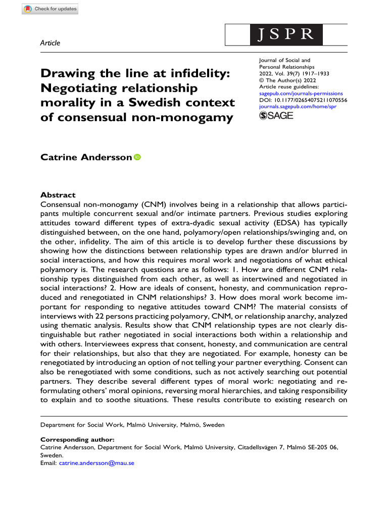 Navigating CNM Morality in Sweden | PDF | Polyamory | Infidelity