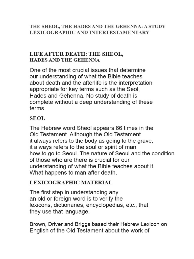The Sheol | PDF | Hell | Jesus