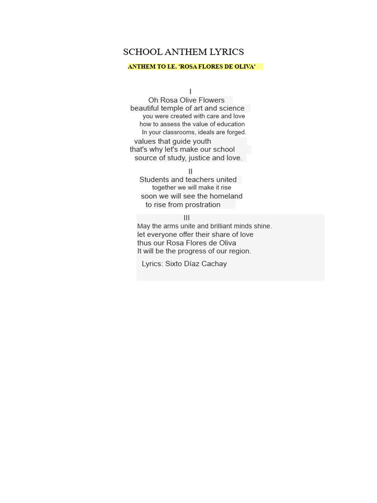 School Anthem Lyrics | PDF