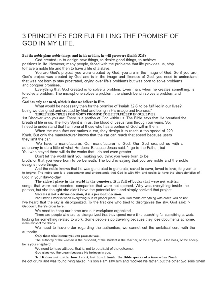 3 Principles For God's Promise To Be Fulfilled in My Life | PDF | Glory ...