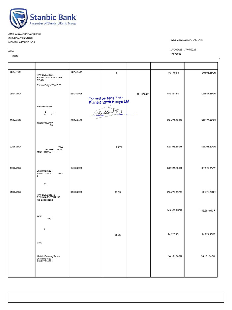 Stanbic Bank Statement | PDF | Banks | Corporate Jargon