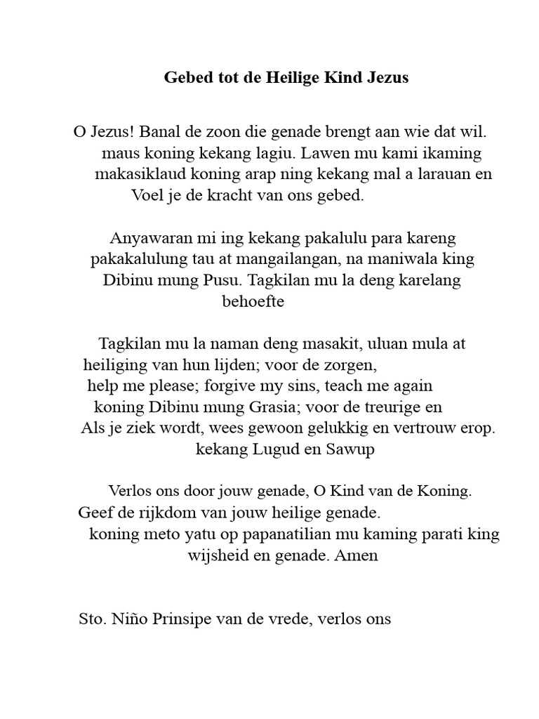 Gebed Tot Het Kind Jezus | PDF