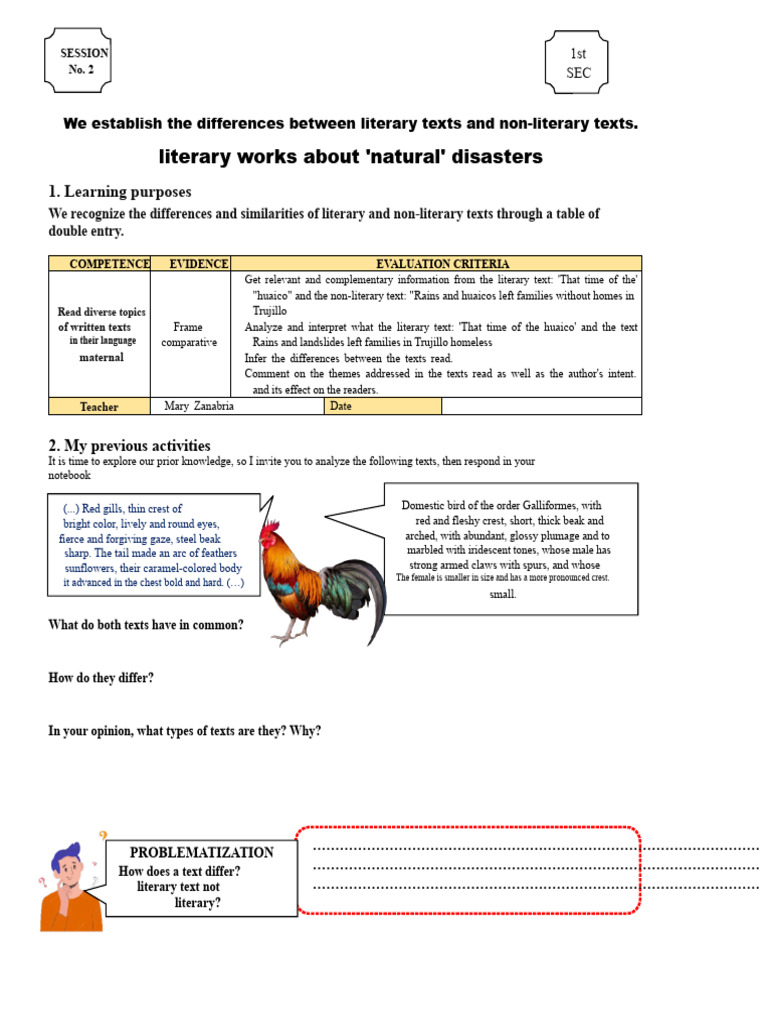 Literary Works About 'Natural' Disasters: 1. Learning Purposes | PDF