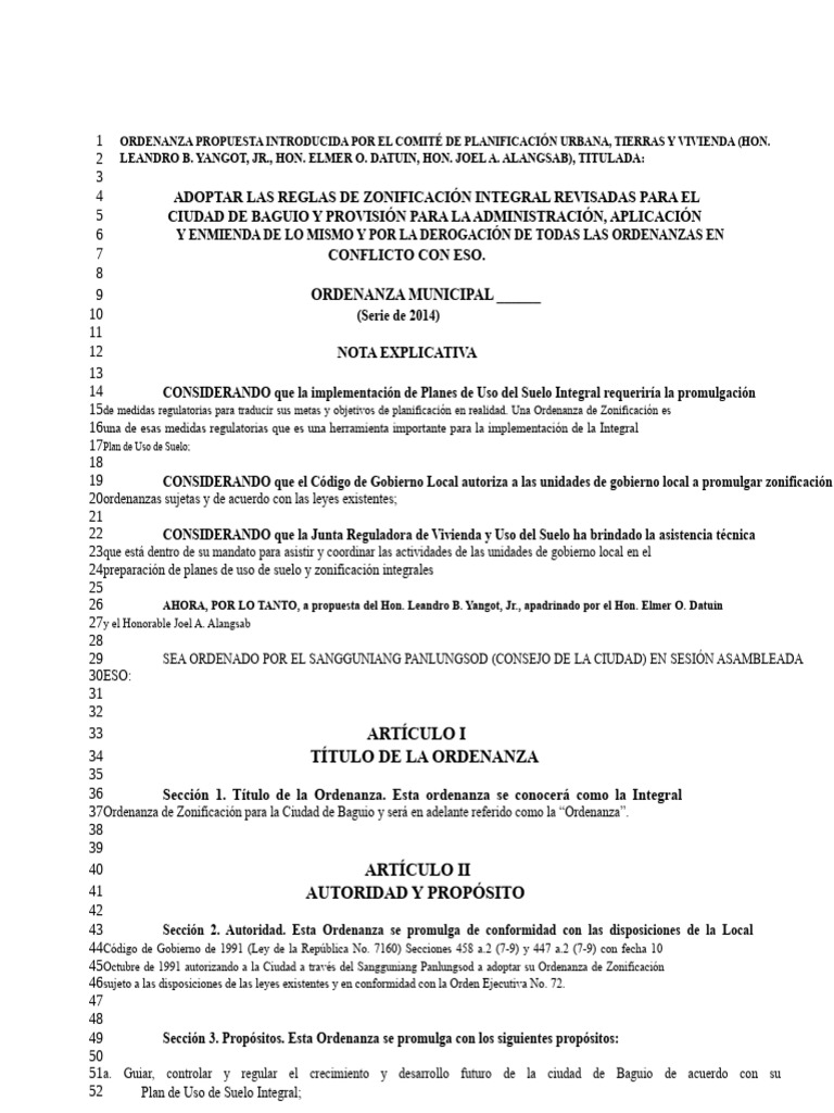 Volumen 2 - El Código de Zonificación Integral de La Ciudad de Baguio ...