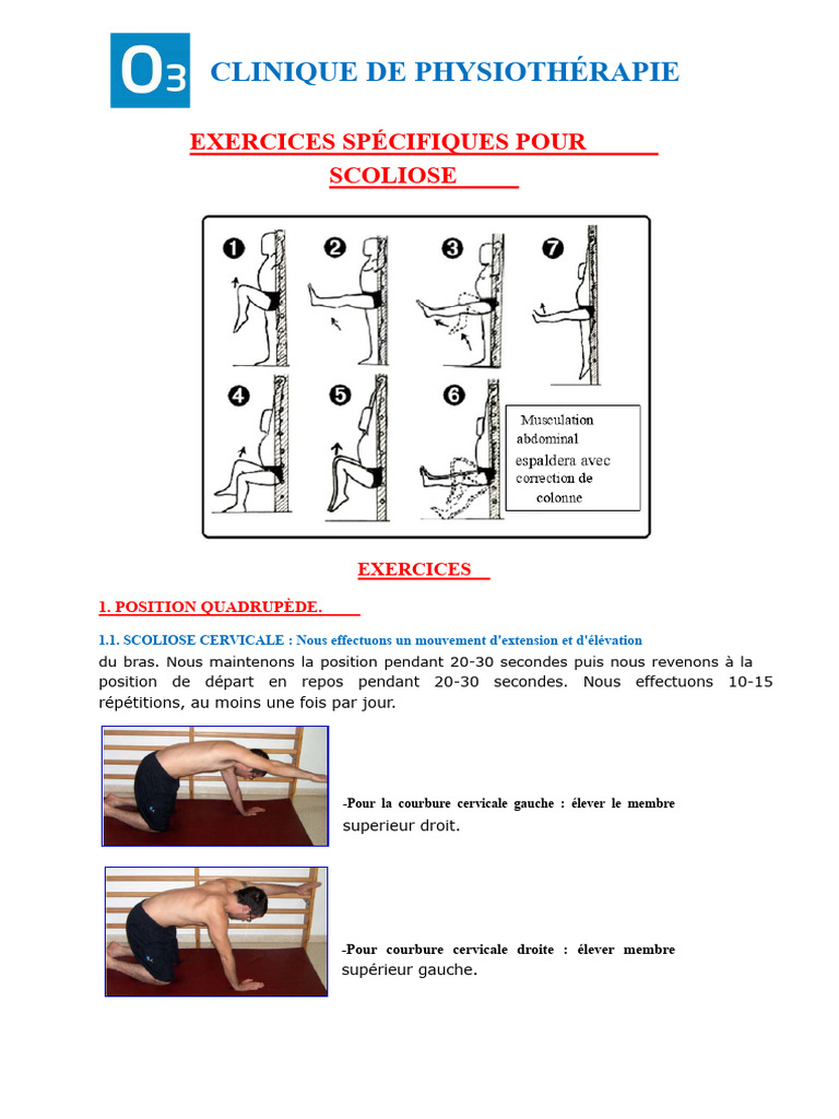 Exercices spécifiques pour scoliose | PDF | Scoliose | Système squelettique