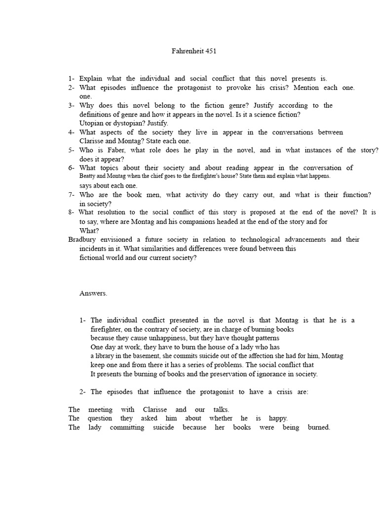 Analyzing Conflicts in Fahrenheit 451 | PDF