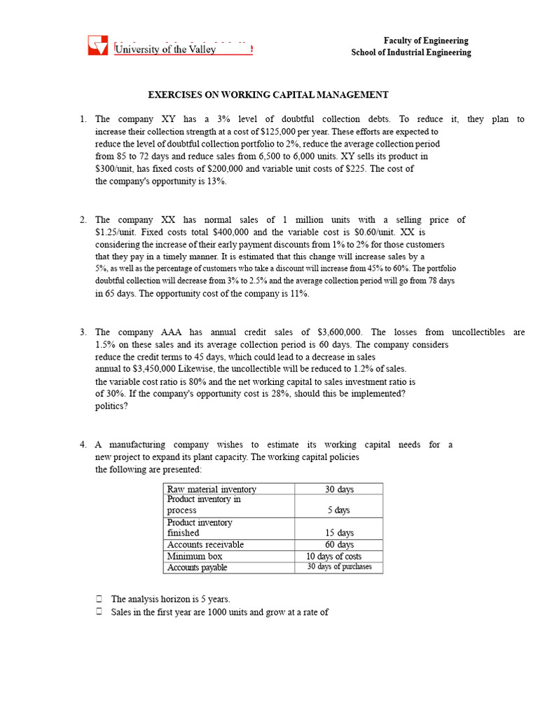 Workshop 3. Working Capital Management | PDF | Inventory | Investing