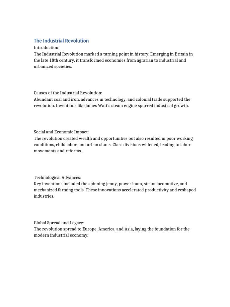 The Industrial Revolution Detailed | PDF