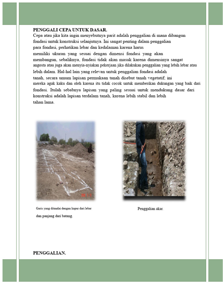Panduan Penggalian Cepa untuk Fondasi | PDF