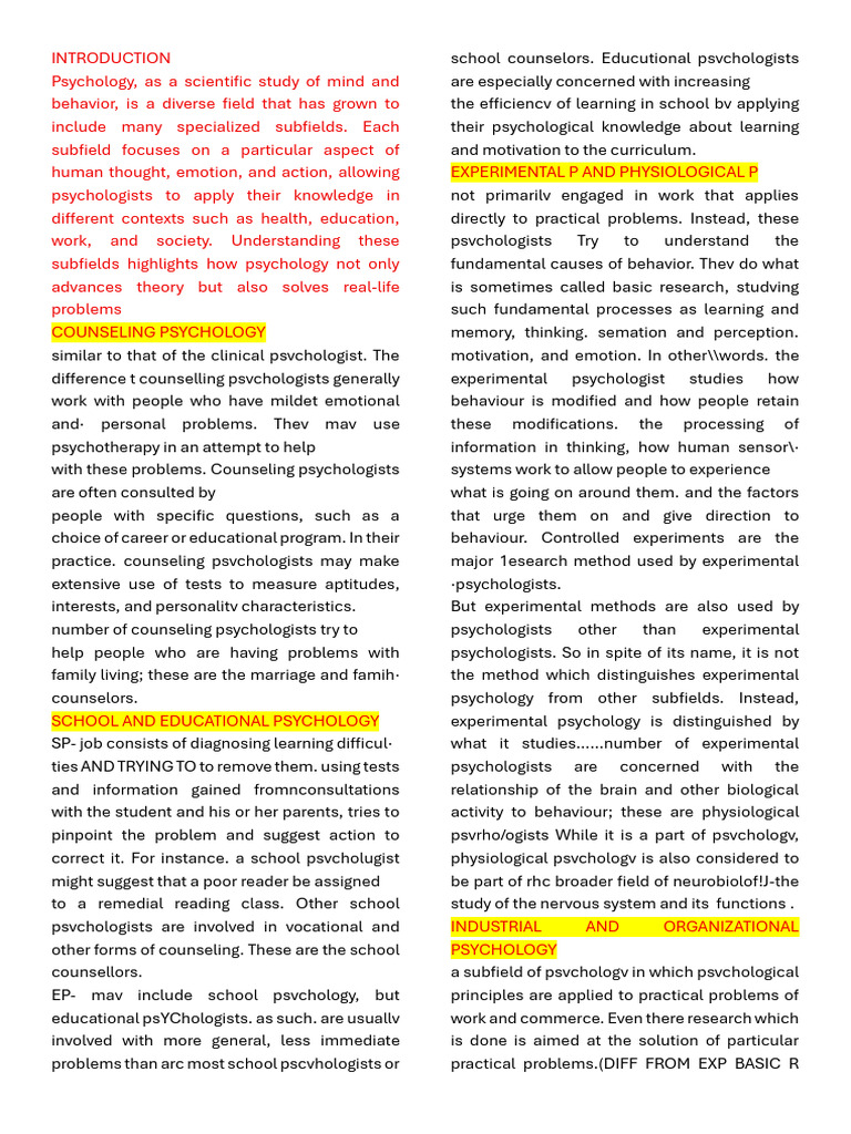 Subfields Iop | PDF | Psychology | Psychotherapy