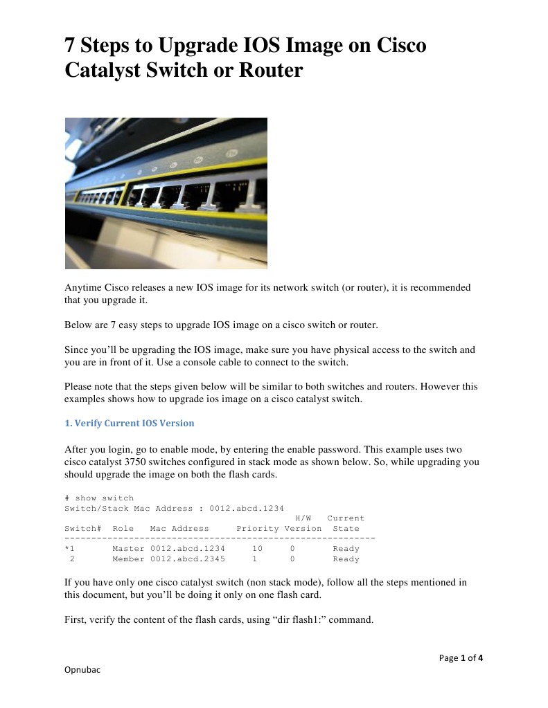 Cisco IOS Upgrade: 7 Steps Guide | PDF | Network Switch | Ios