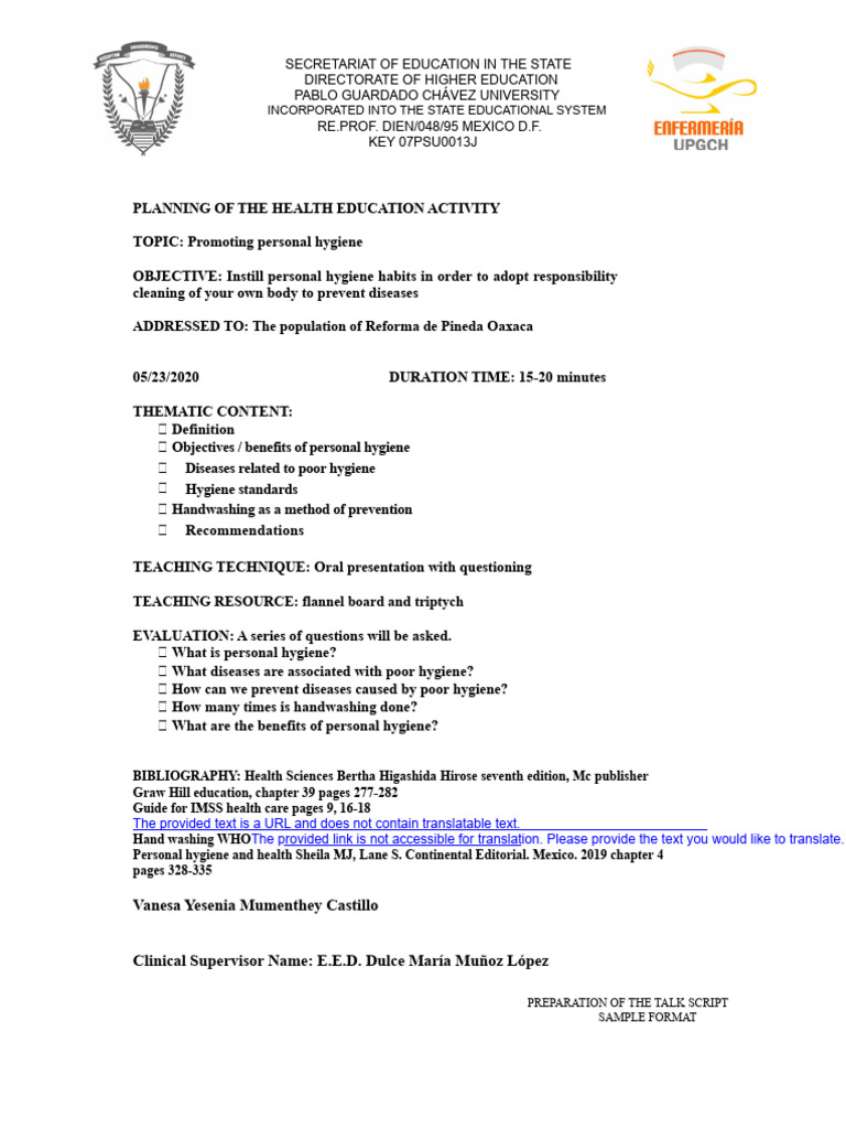 Script For Personal Hygiene Talk | PDF | Nail (Anatomy) | Hand Washing