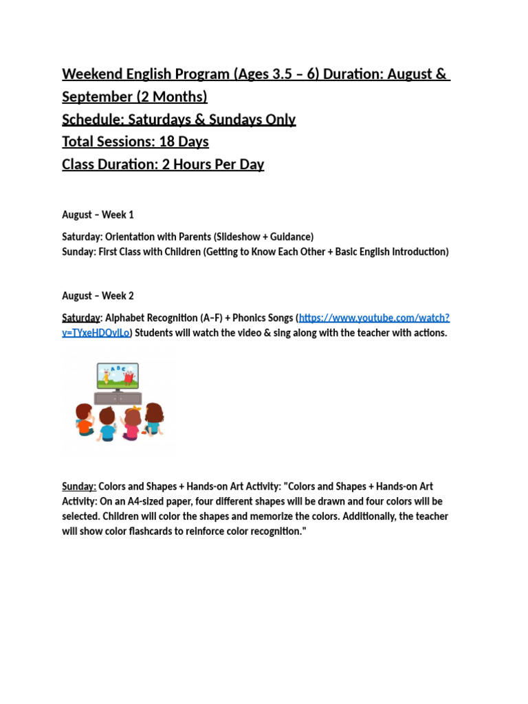 Weekend English Program for Young Learners | PDF | Human Communication ...