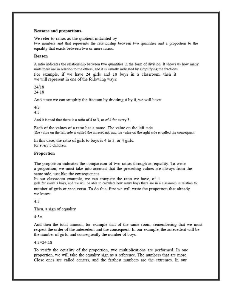 Reasons and Proportions | PDF | Ratio | Measurement