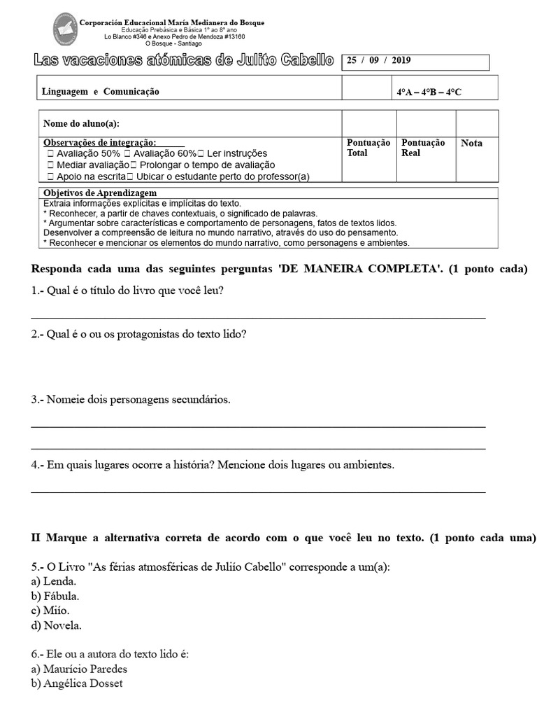 As Férias Atômicas de Julito Cabello | PDF | Aprendizado