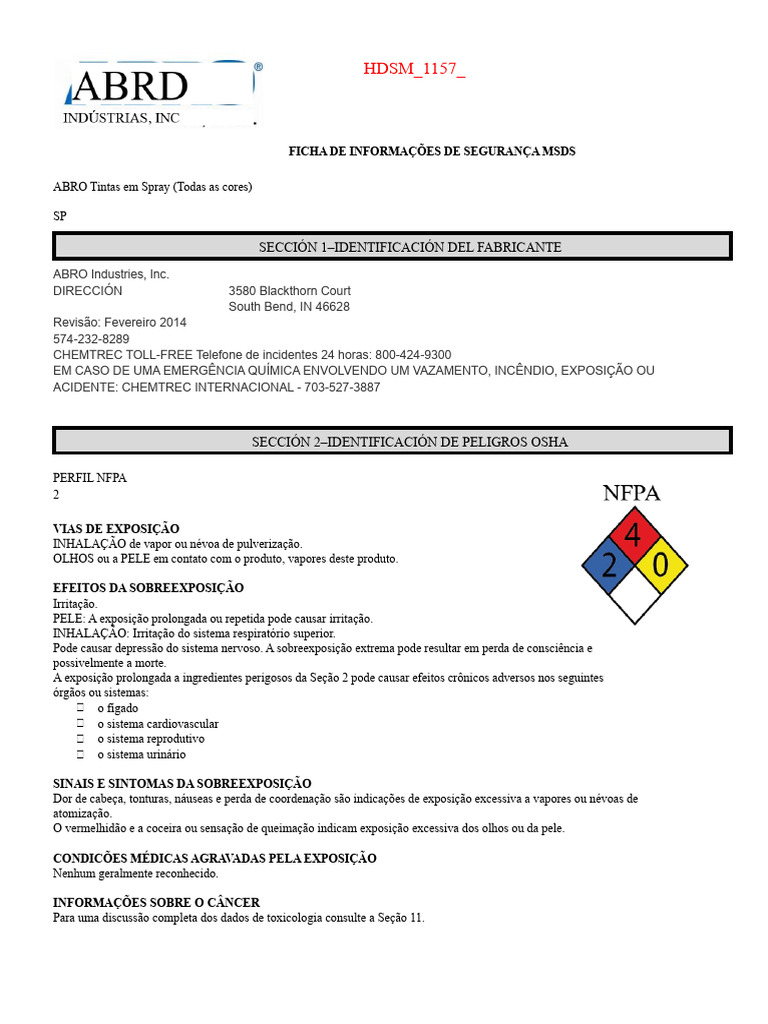 FISPQ Tinta Spray Abro | PDF