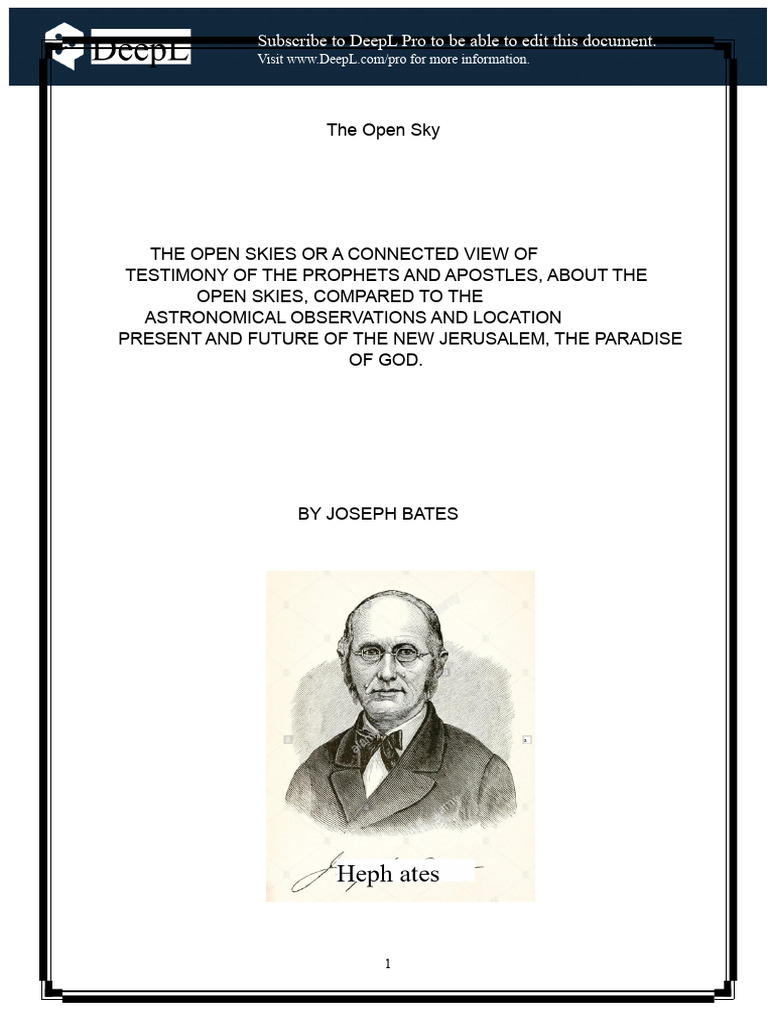 PAMPHLET No. 01 - THE OPEN SKY - JOSE BATES 1846 | PDF | Jesus | God ...