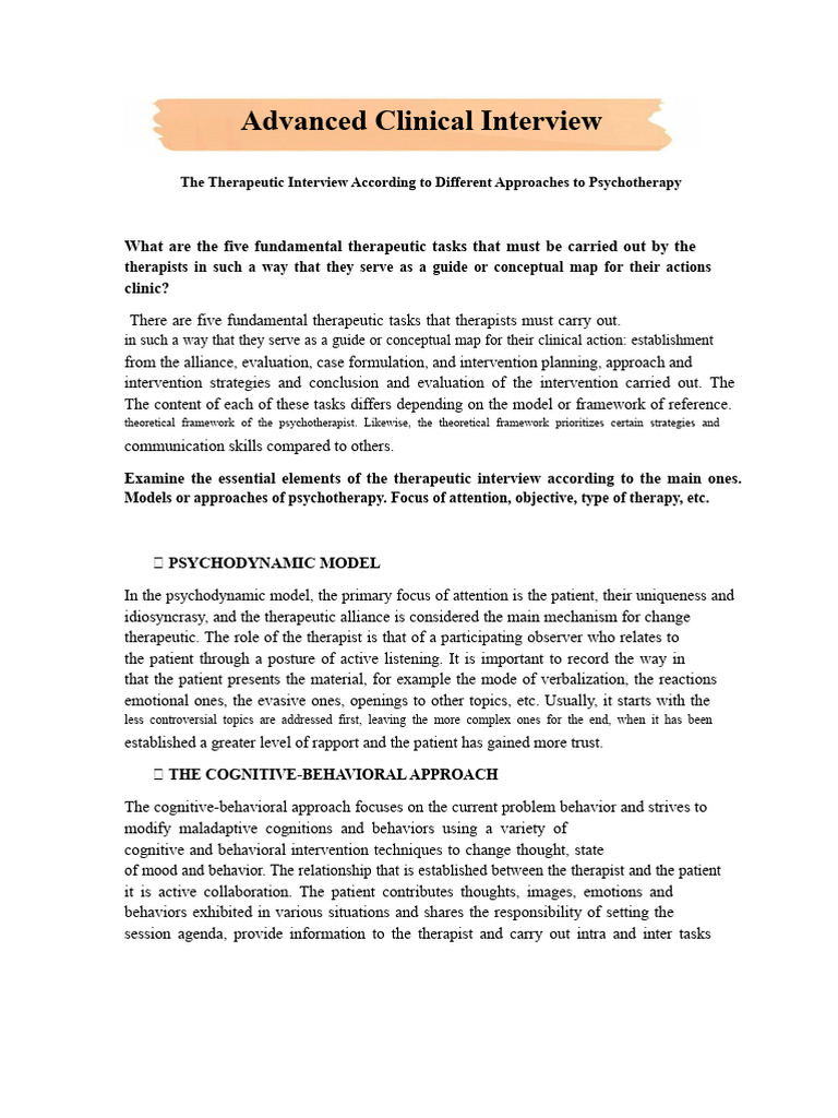 The Interview | PDF | Psychotherapy | Cognitive Behavioral Therapy