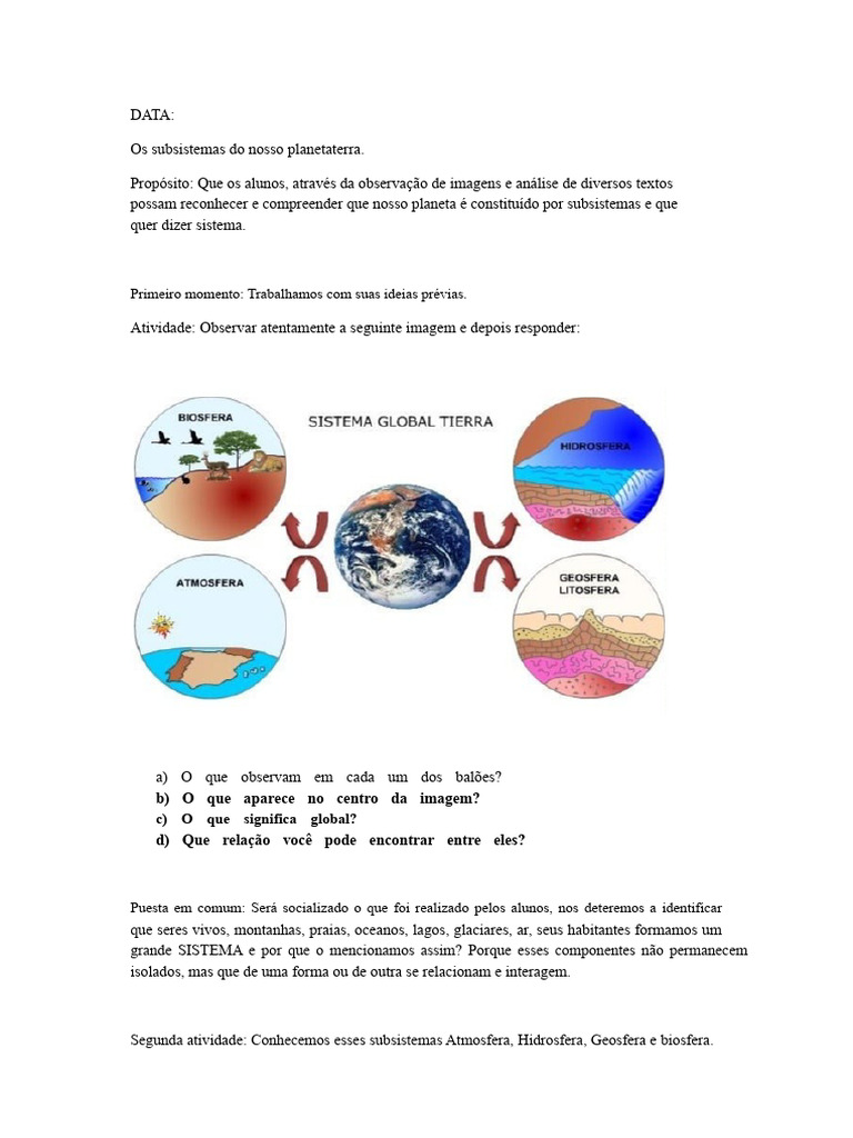 Ciências Naturais Subsistemas Do Planeta Terra | PDF | Terra | Atmosfera