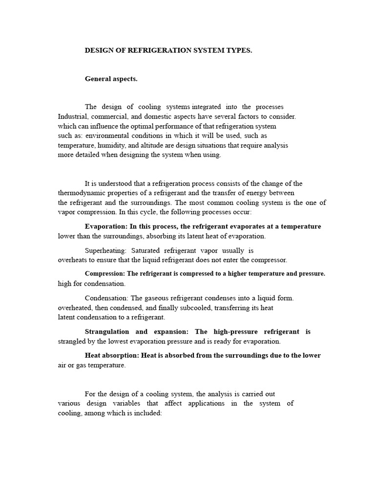 Refrigeration System Design Overview | PDF | Evaporation | Refrigeration
