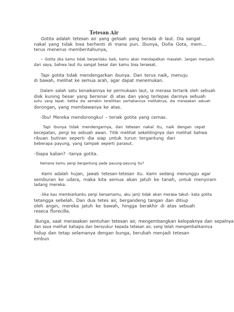 Petualangan Gotita, Tetesan Air Nakal | PDF