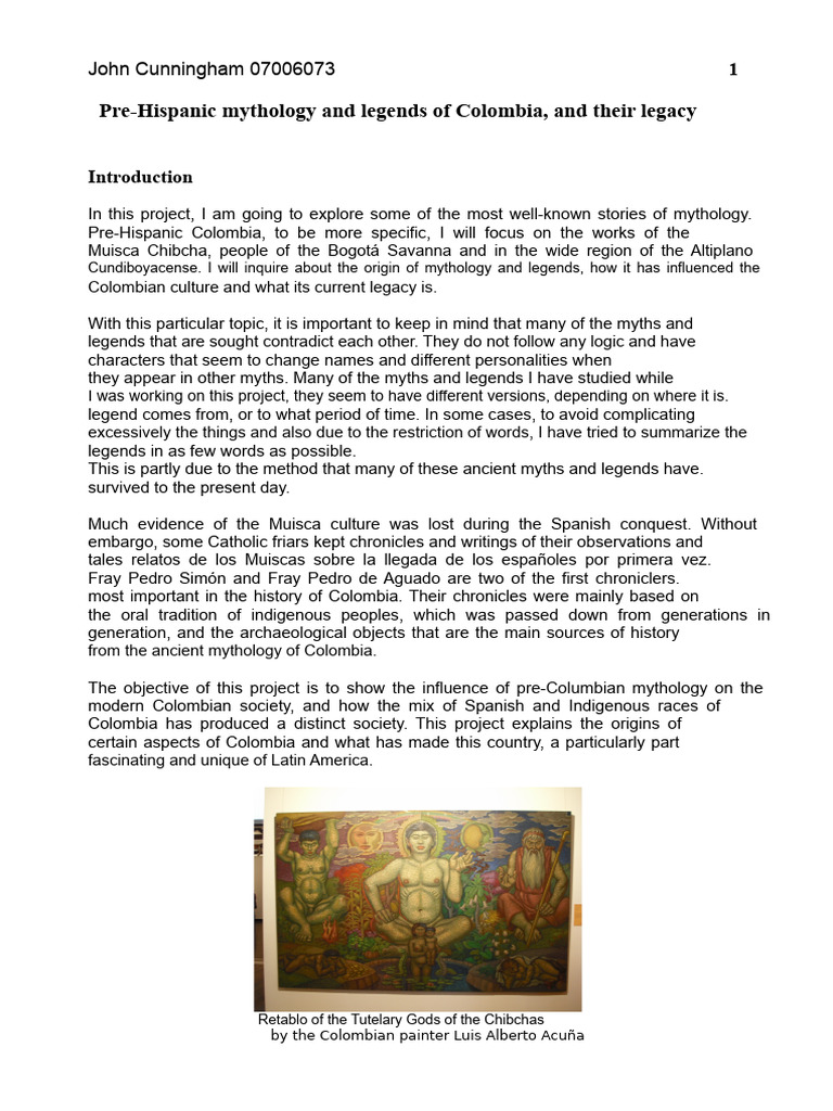 PROJECT Pre-Hispanic Mythology and Legends of Colombia (VERSION 3) | PDF
