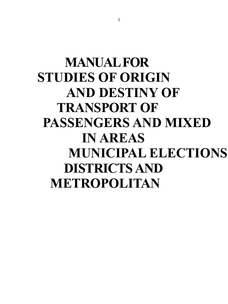 Transport Origin-Destination Study Manual | PDF | Sample Size ...