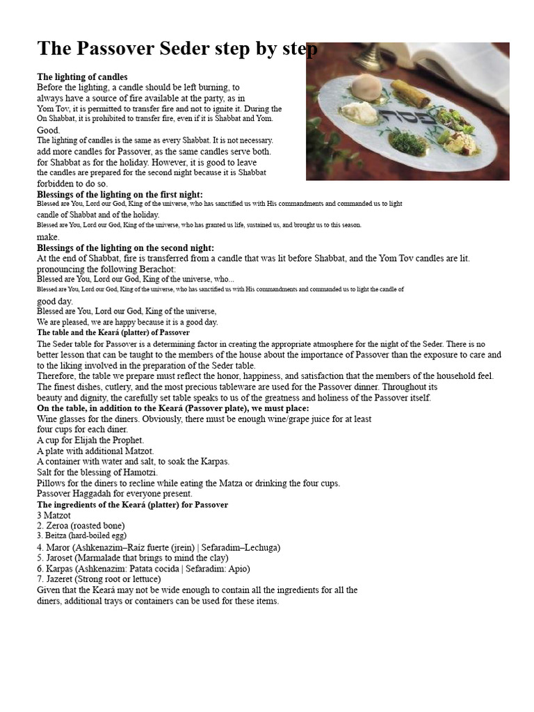 Passover Seder Guide: Step-by-Step Instructions | PDF | Passover ...
