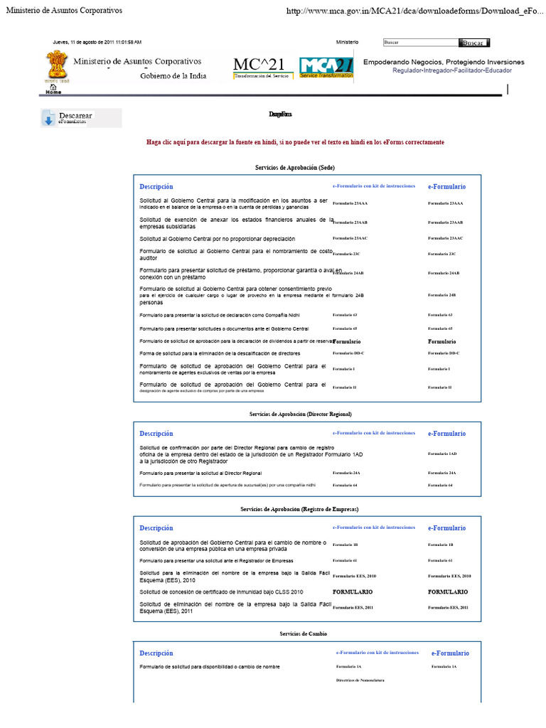 Lista de Formularios de MCA | PDF | Corporaciones | Business