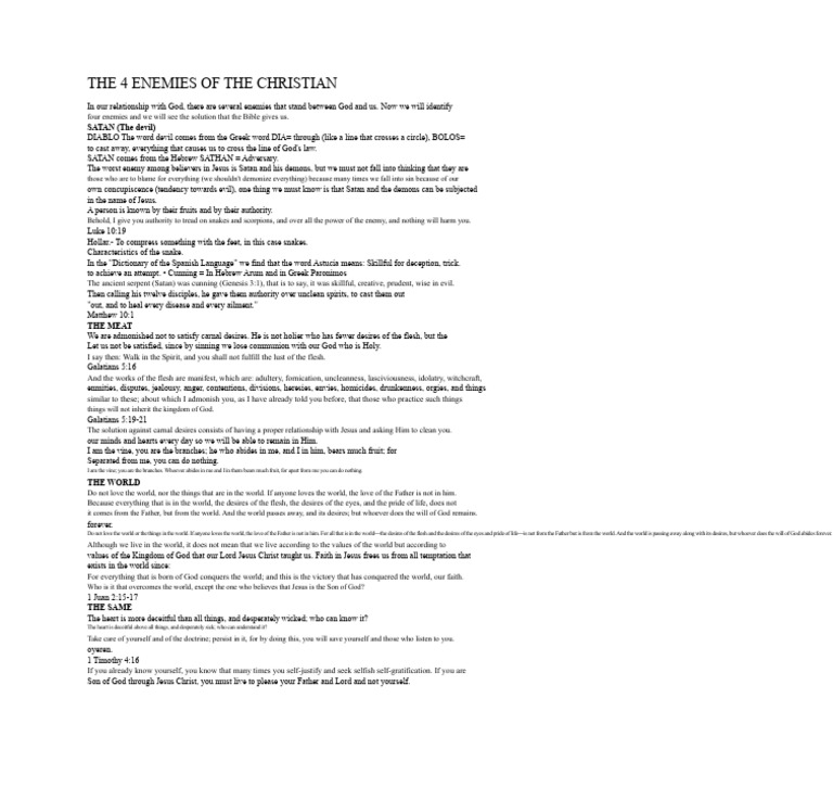 Four Enemies of the Christian Faith | PDF | Satan | Demons
