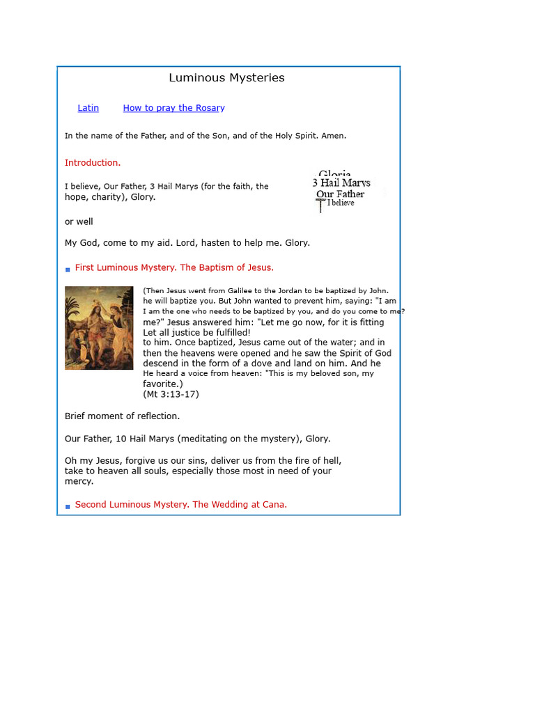 Luminous Mysteries | PDF | Jesus | Rosary
