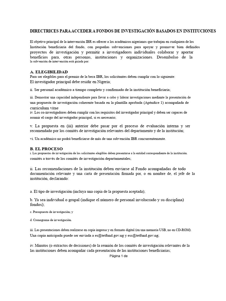 Directrices de Tetfund-Ibr Resumen Ejecutivo 2021 Abril Final | PDF ...
