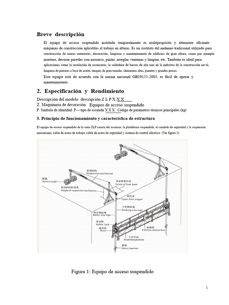 Manual de Operación Guindolas | PDF | Tornillo | Ascensor
