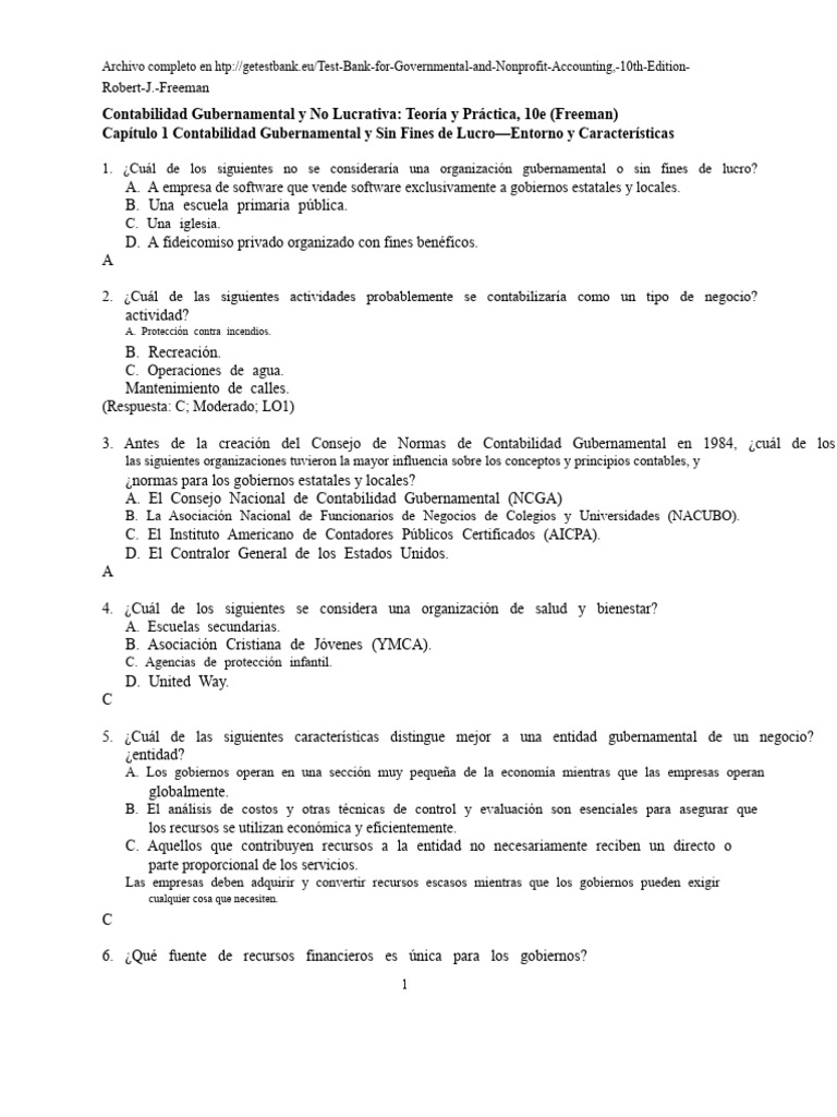 Banco de Pruebas para Contabilidad Gubernamental y Sin Fines de Lucro, 10ª Edición - Robert J ...