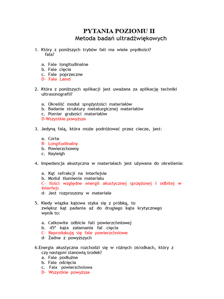Kwestionariusz Ultrasonograficzny Poziom 2 | PDF