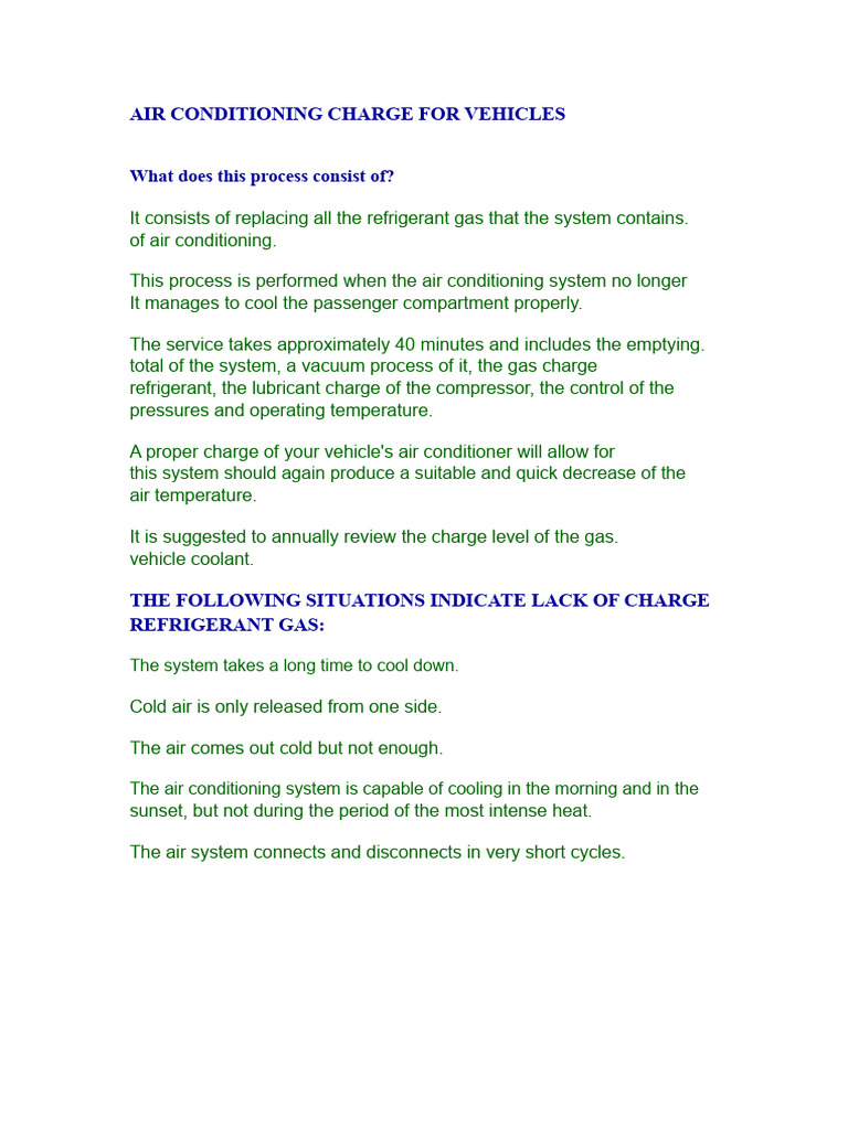 Air Conditioning Charge For Vehicles | PDF | Air Conditioning | Valve