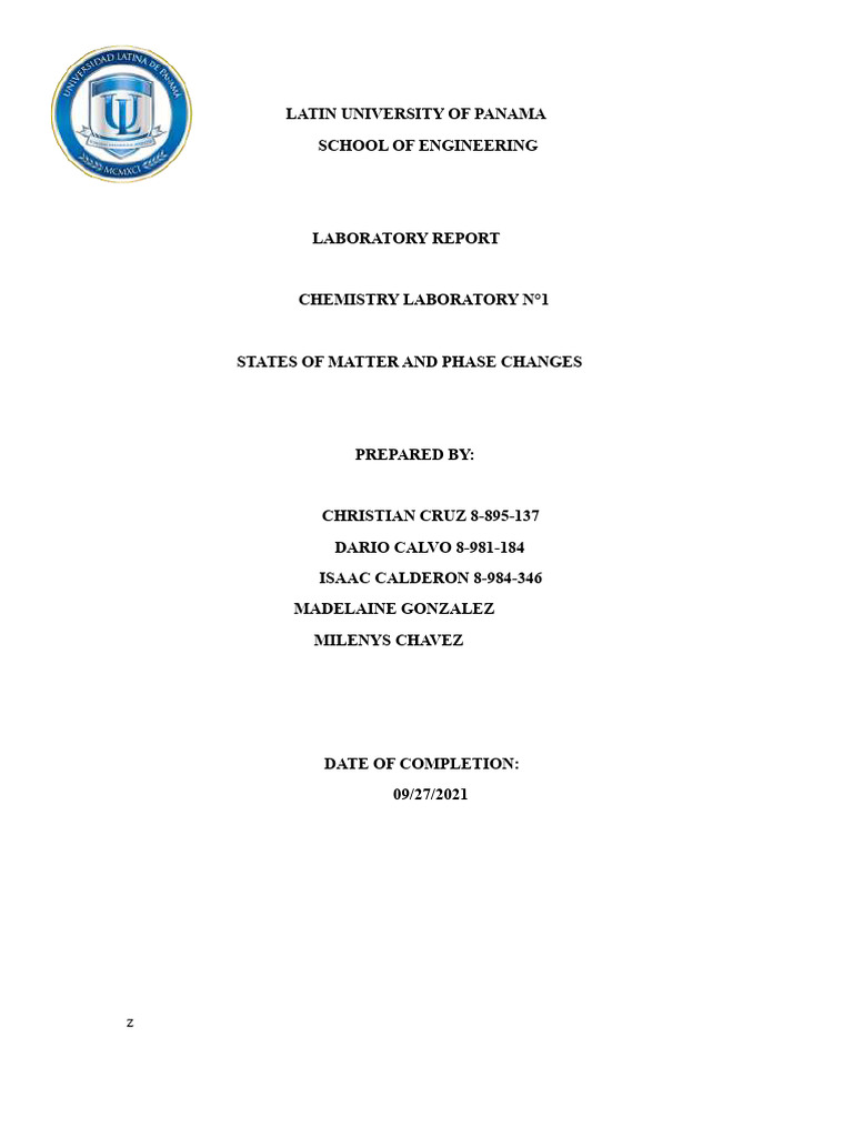 Chemistry Lab: States of Matter Analysis | PDF | Phase (Matter) | Gases