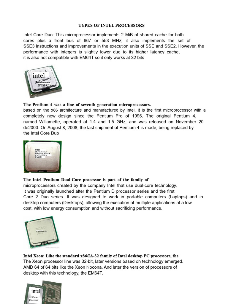 Types of Intel and AMD Processors. | PDF | Central Processing Unit | Computer Hardware