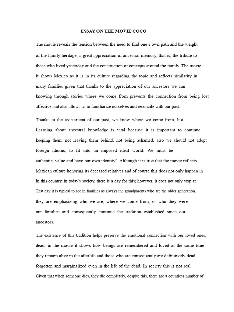 Essay On The Movie Coco | PDF | Afterlife | Knowledge