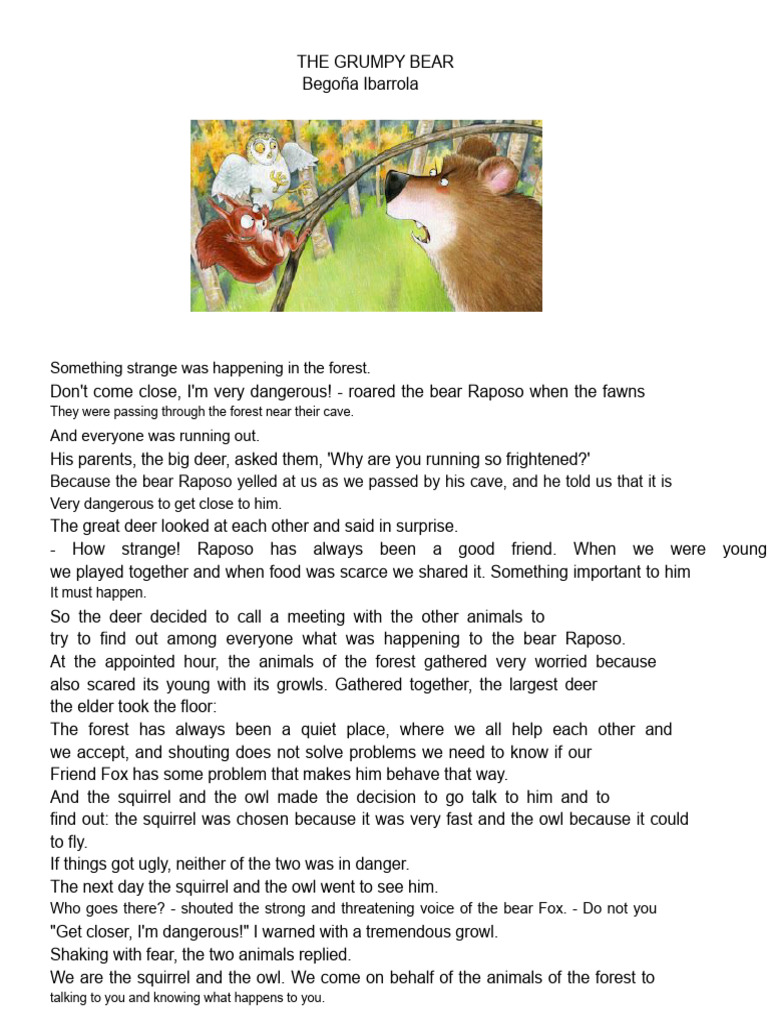 The Grumpy Bear's Change of Heart | PDF