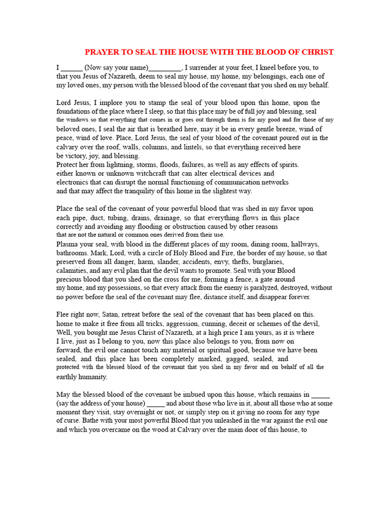 Exorcism Prayer For The House and House Sealing | PDF | Satan | Jesus